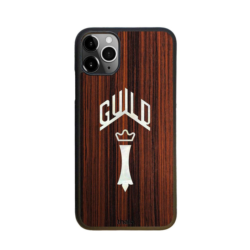 AAA Curly Hawaiian Koa & Guild Chesterfield Pearl Logo iPhone Case